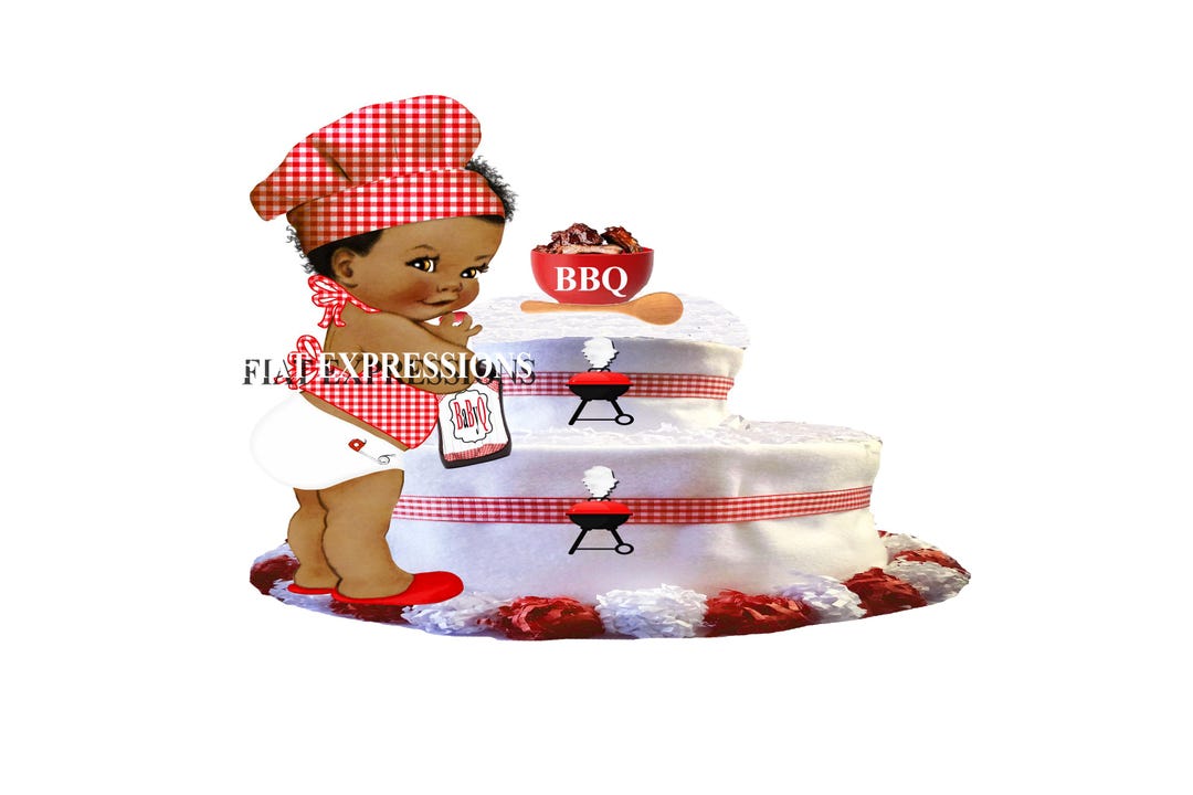 Baby-q Diaper Cake, 2 Tier Diaper, Boy With BBQ Bowl Diaper Cake, Baby ...
