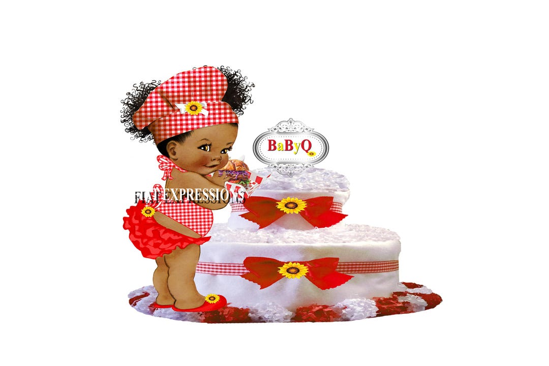 Baby-q Diaper Cake, 2 Tier Diaper Cake, Girl With BBQ Burger, Baby ...