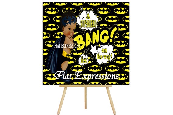 Superhero bat boy baby shower poster sign and digital file by Fiat ...