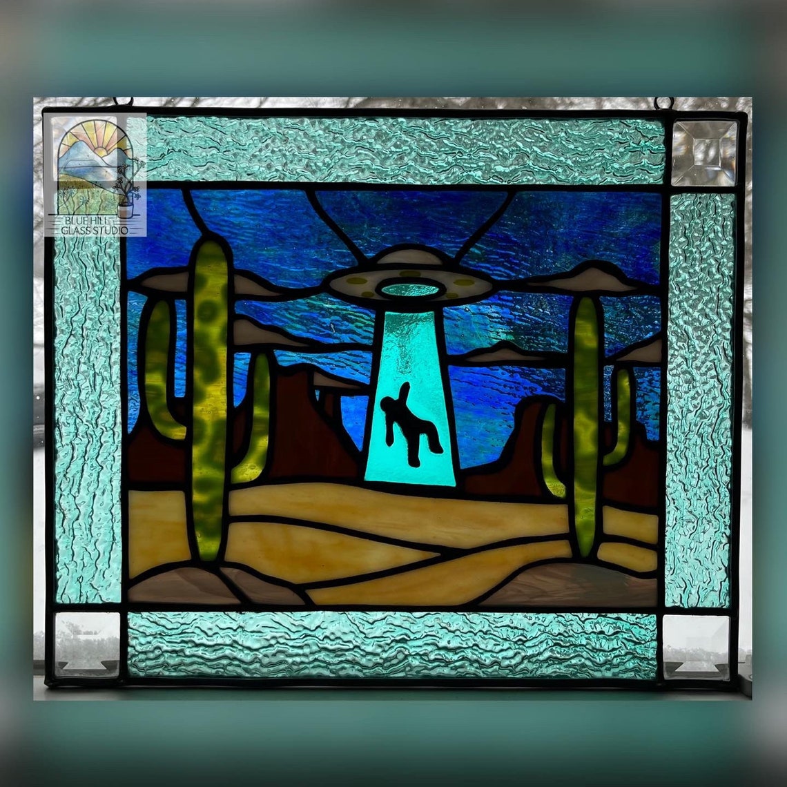 Beam Me up Stained Glass Panel Alien Art Alien Abduction - Etsy