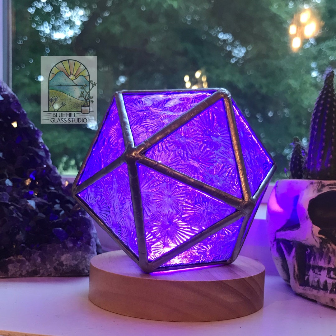 D20 Icosahedron Stained Glass Nightlight Twenty Sided 3D Night Light ...