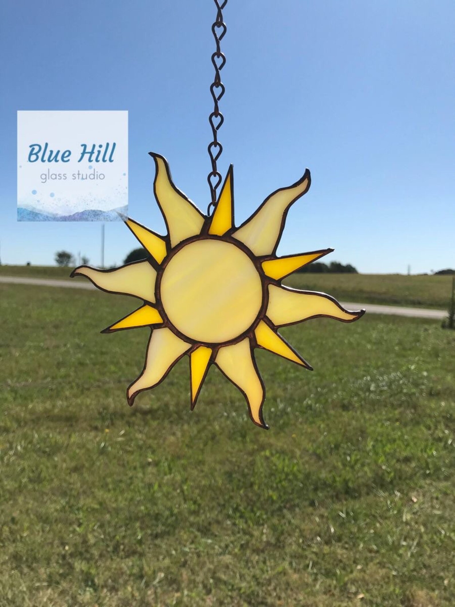 Yellow Sun Stained Glass Suncatcher in Yellow Glass Bright | Etsy