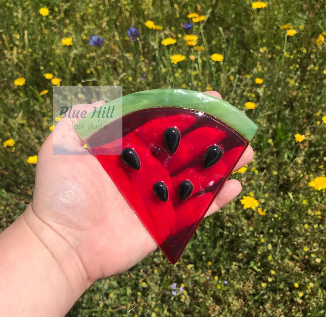 Watermelon Fused Glass Sun Catcher , Watermelon Decor, Juicy Fruit ...