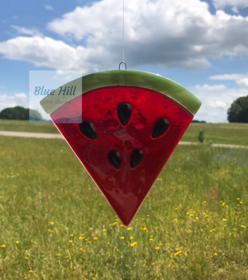 Watermelon Fused Glass Sun Catcher Watermelon Decor Juicy - Etsy