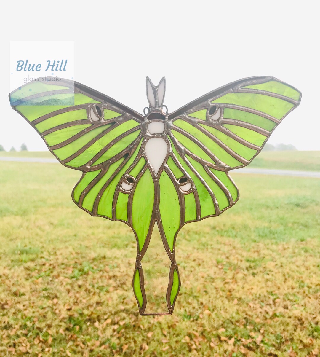 Luna Moth Stained Glass Suncatcher Moth Wall Art Botany Insects Bugs ...