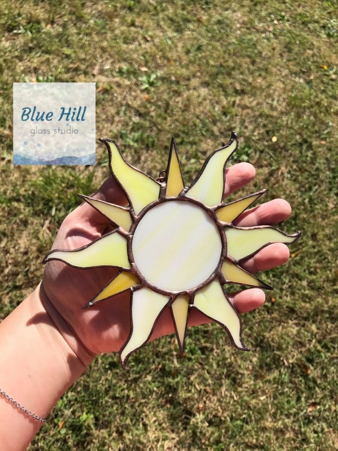 Yellow Sun Stained Glass Suncatcher in Yellow Glass Bright | Etsy