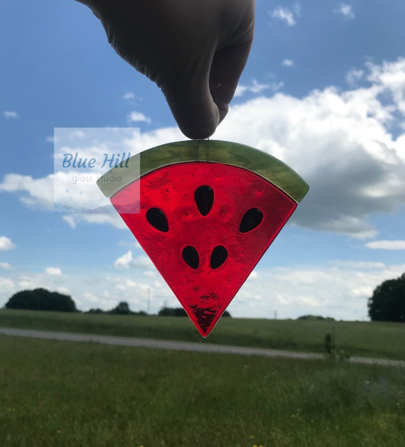 Watermelon Fused Glass Sun Catcher Watermelon Decor Juicy - Etsy