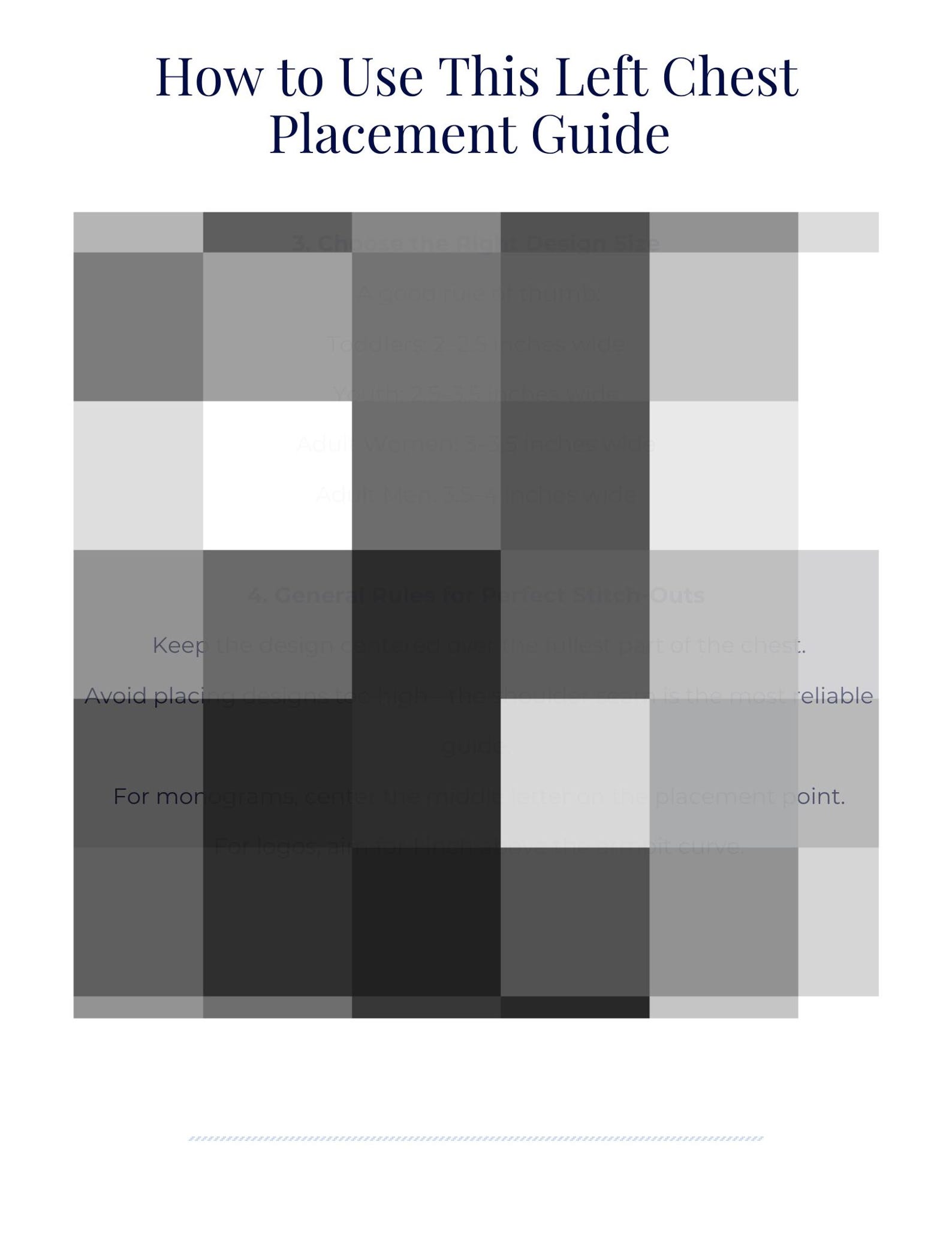 Left Chest Embroidery Placement Guide | Toddler to Adult (digital ...