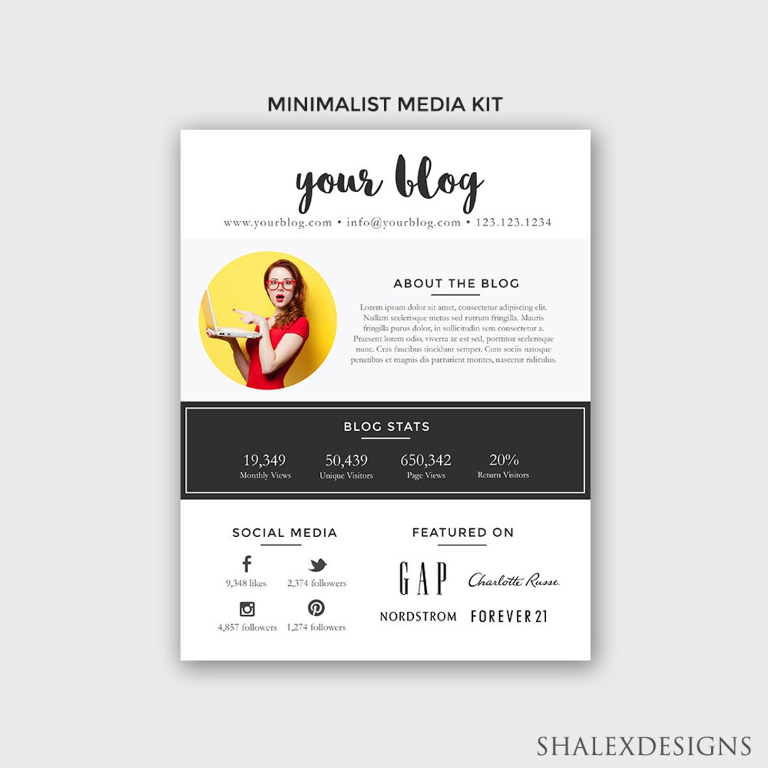 Blogger Media Kit Template - Photoshop PSD *INSTANT DOWNLOAD* - Etsy