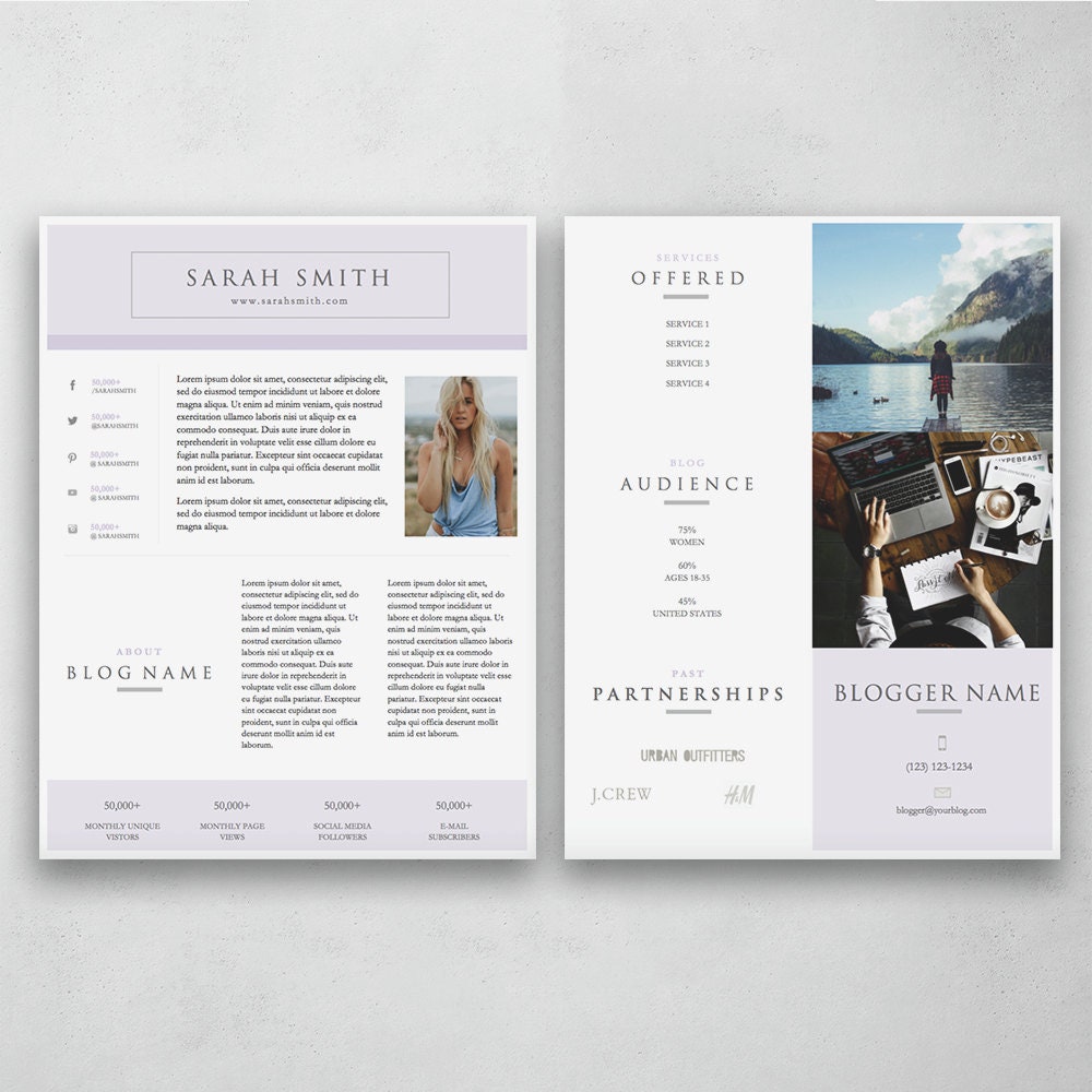 Electronic Press Kit Template Two-Page Media Kit Template MS Word *INSTANT DOWNLOAD* Paper ...