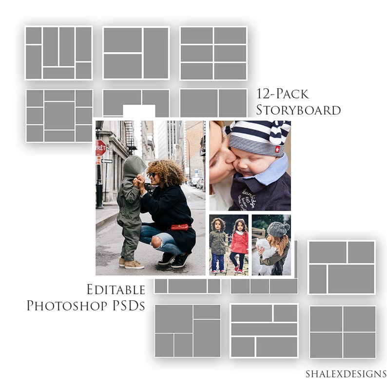 Set of 12 Storyboards - Blog or Website Collage Templates - Photoshop ...