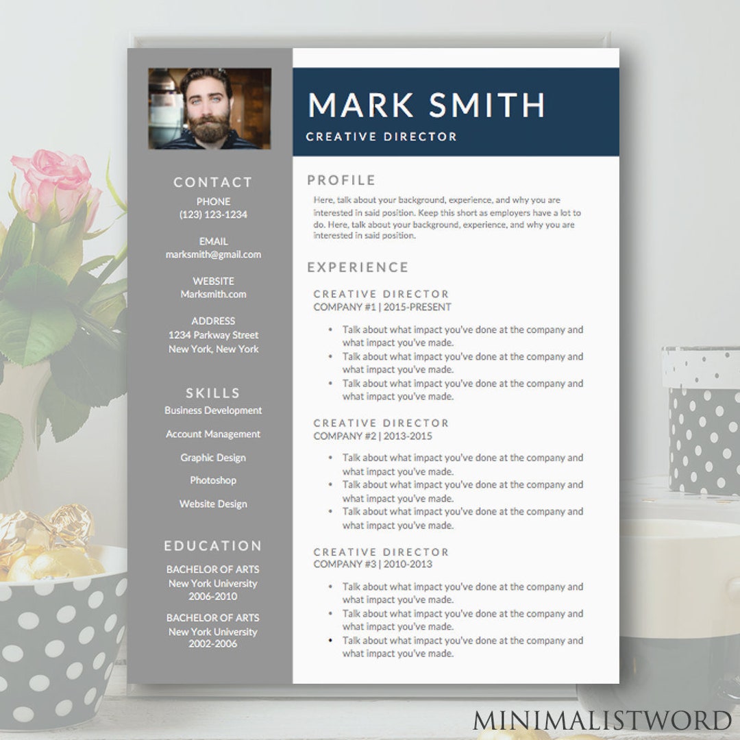 Professional Resume Template - CV Template for Word - DIY Printable ...