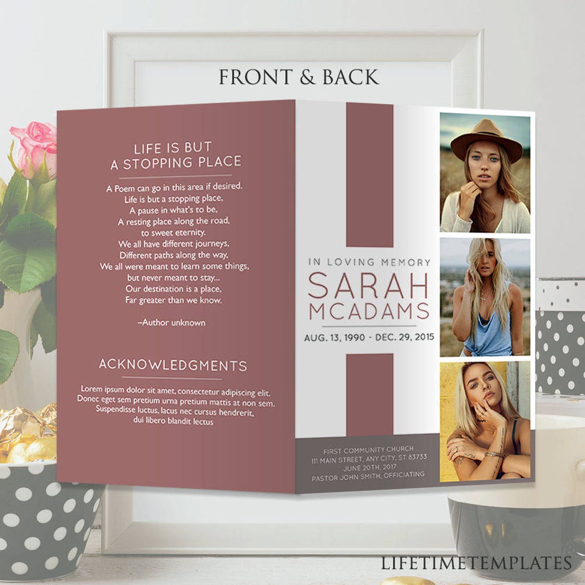 Red Funeral Template Program Photoshop PSD INSTANT DOWNLOAD - Etsy