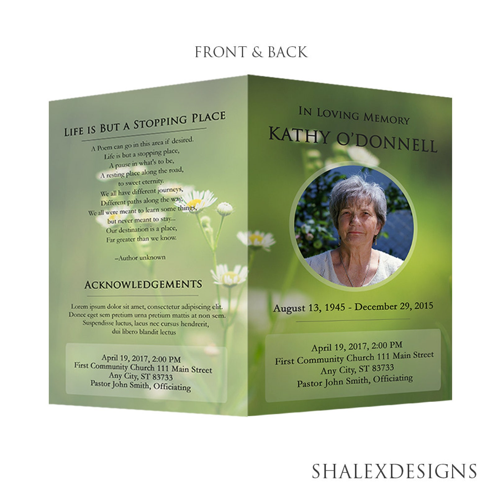 Funeral Program Template - Obituary Template - Photoshop PSD *INSTANT ...