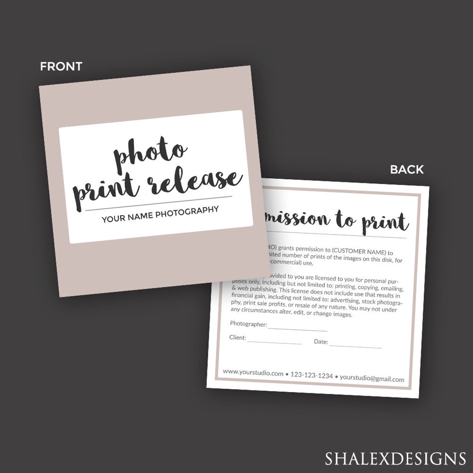 Print Release Form Template for Photographers - Photographer Business ...