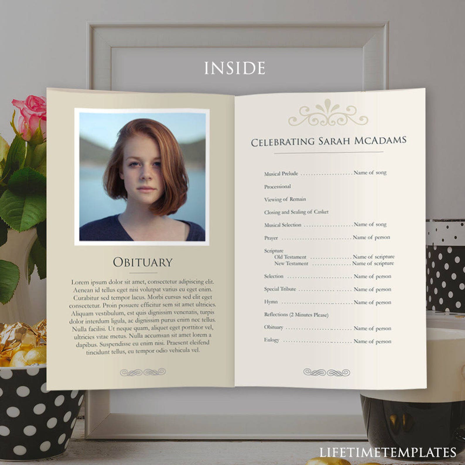Elegant Funeral Program Template - Obituary Memorial Program, Church ...