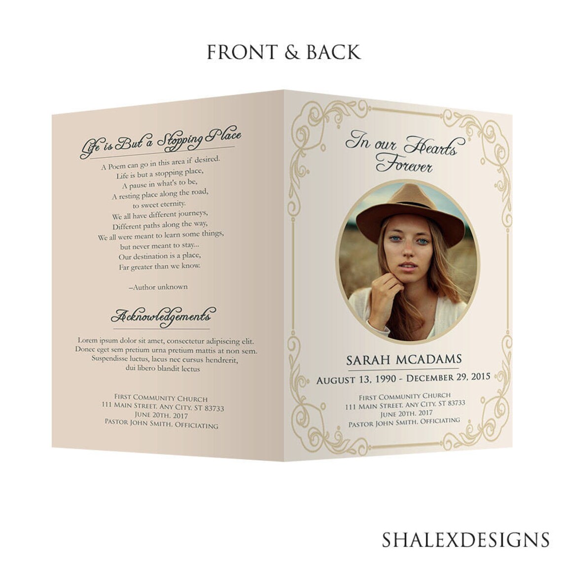 Funeral Template Program - Memorial Program, Order of Service, Funeral ...