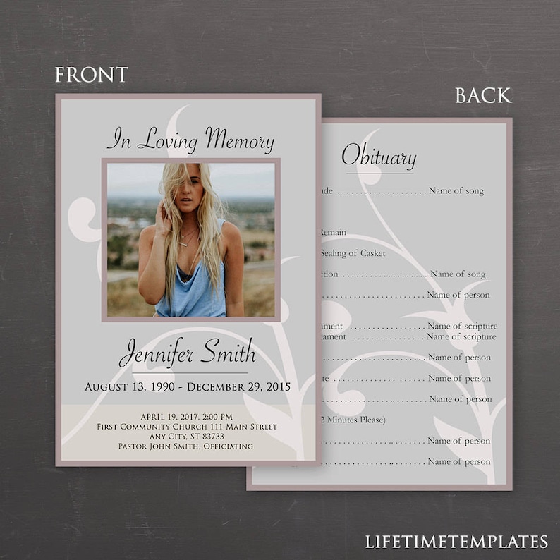 In Loving Memory Funeral Template - Photoshop PSD *INSTANT DOWNLOAD* - Etsy