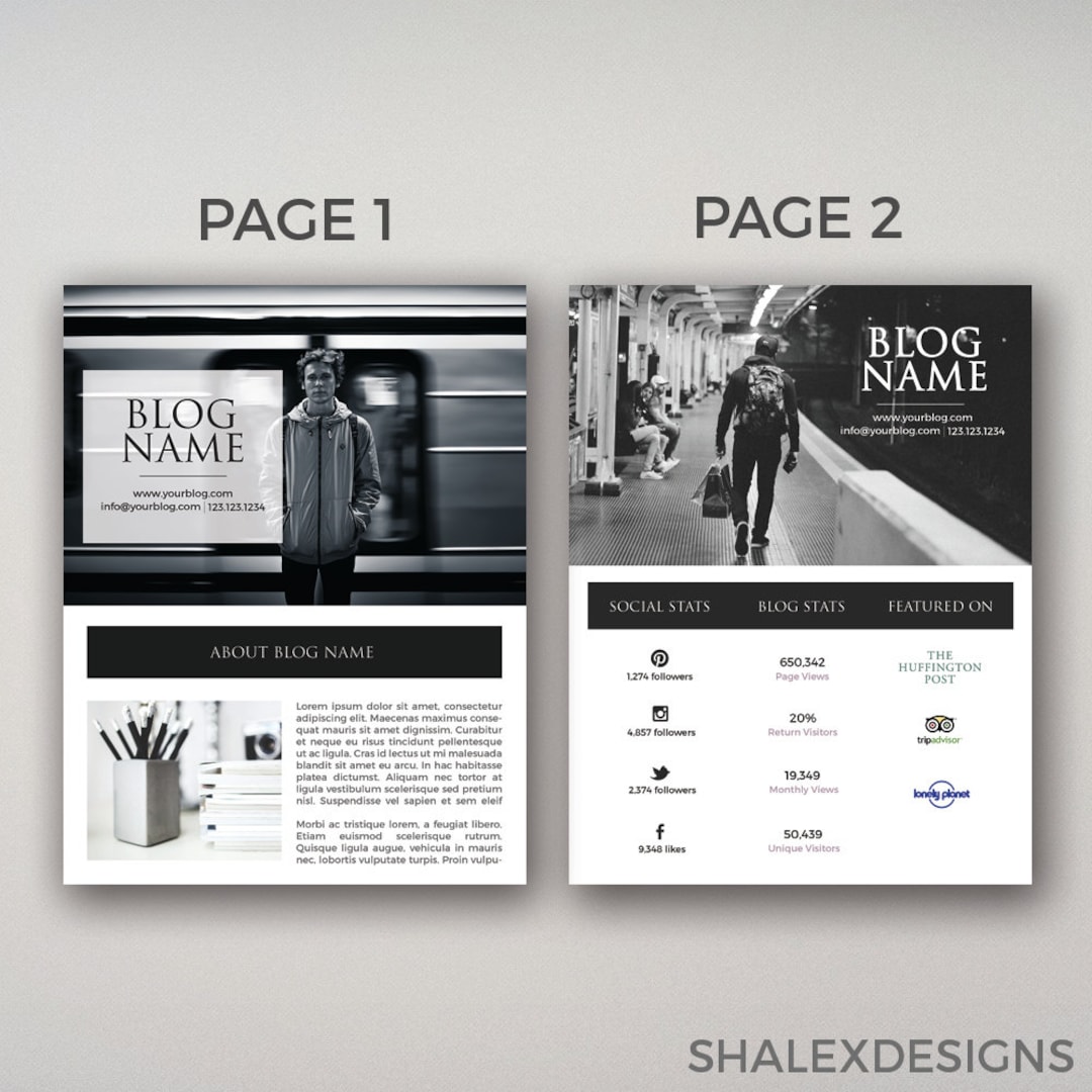 Blogger Media Kit Template - Photoshop PSD *INSTANT DOWNLOAD* - Etsy