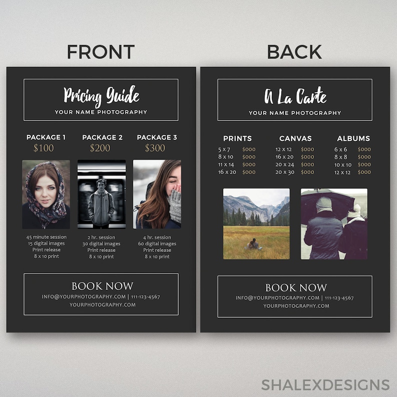 Photography Pricing Guide Template (5" X 7") - Photographer Pricing ...