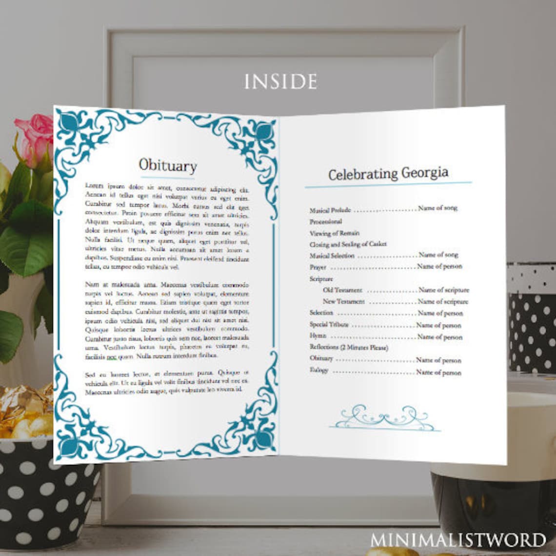 Funeral Program Template MS Word - in Loving Memory, Obituary, Church ...
