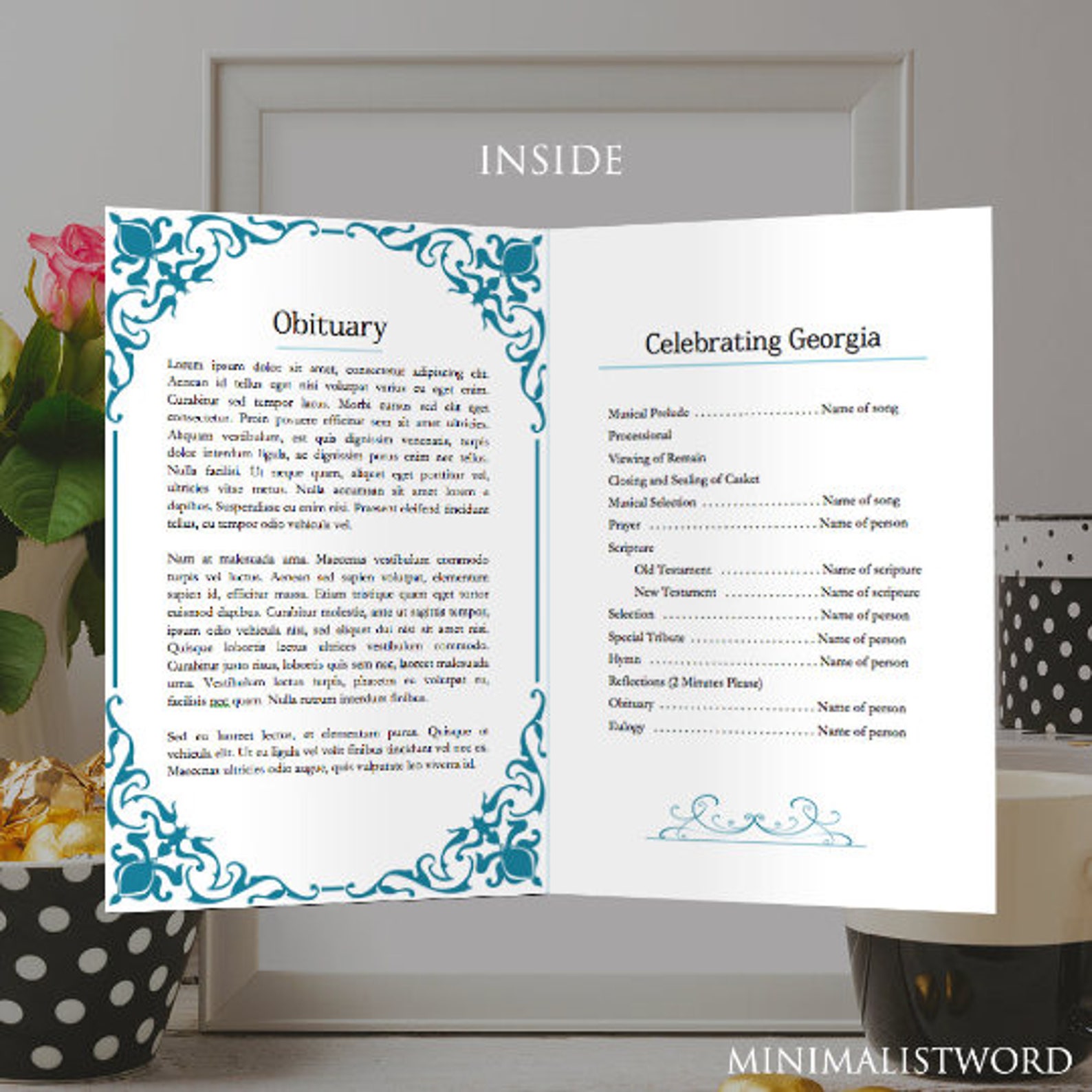 Funeral Program Template MS Word - in Loving Memory, Obituary, Church ...