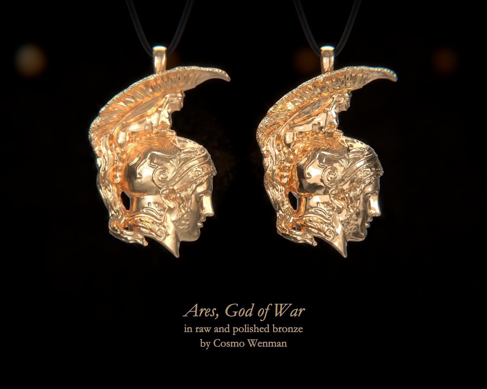 ARES, God of War Necklace Pendant (profile) | Gold, Silver, Bronze ...