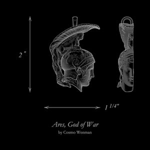 ARES, God of War Necklace Pendant (profile) | Gold, Silver, Bronze ...