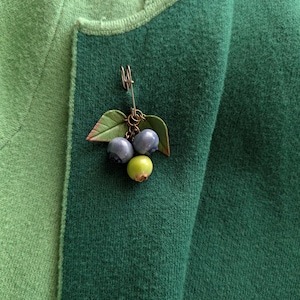 Handmade Blueberry Cluster Pin, Realistic Fruit Jewelry, Nature ...