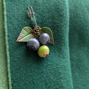 Handmade Blueberry Cluster Pin, Realistic Fruit Jewelry, Nature ...