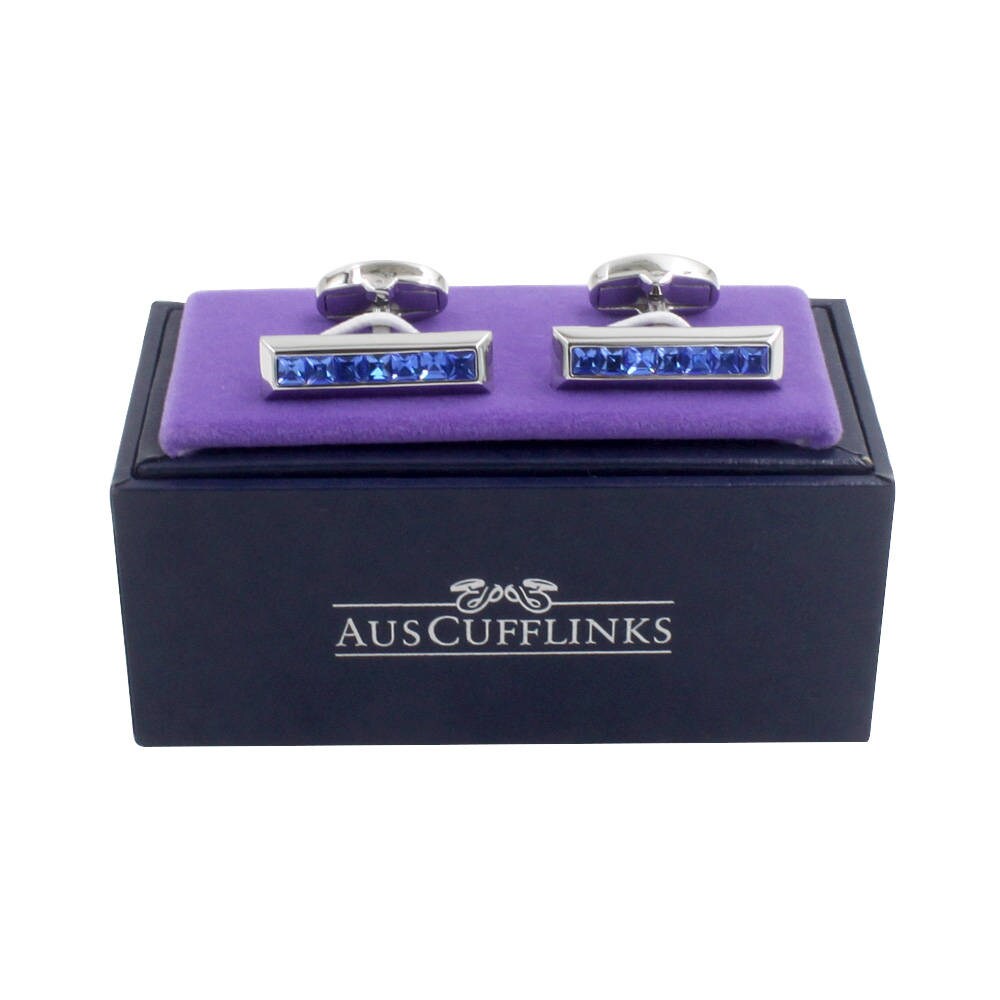 Crystal Blue Cufflinks Slim Cuff Links Premium Groomsmen | Etsy