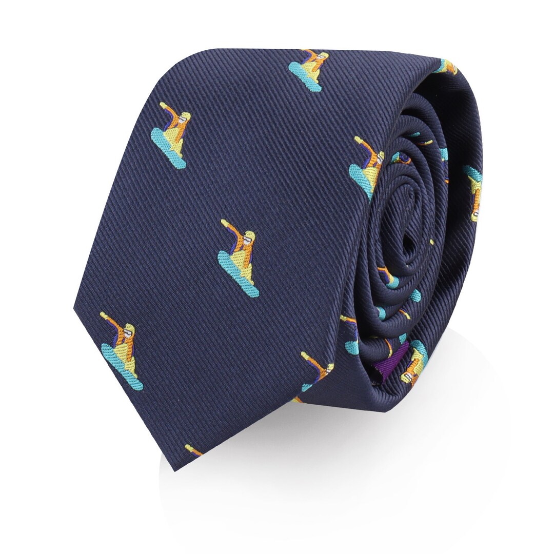 Snowboarder Skinny Tie Mens Necktie Snowboarding Sports Tie Snow Board ...