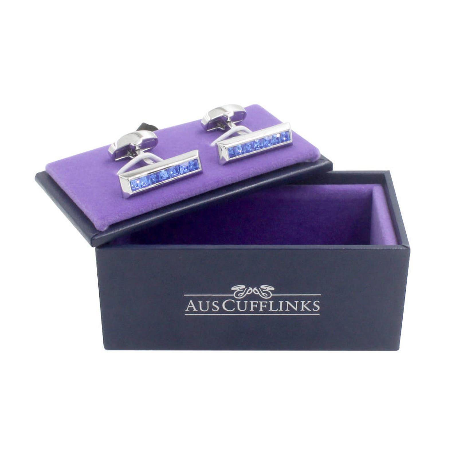 Crystal Blue Cufflinks Slim Cuff Links Premium Groomsmen | Etsy
