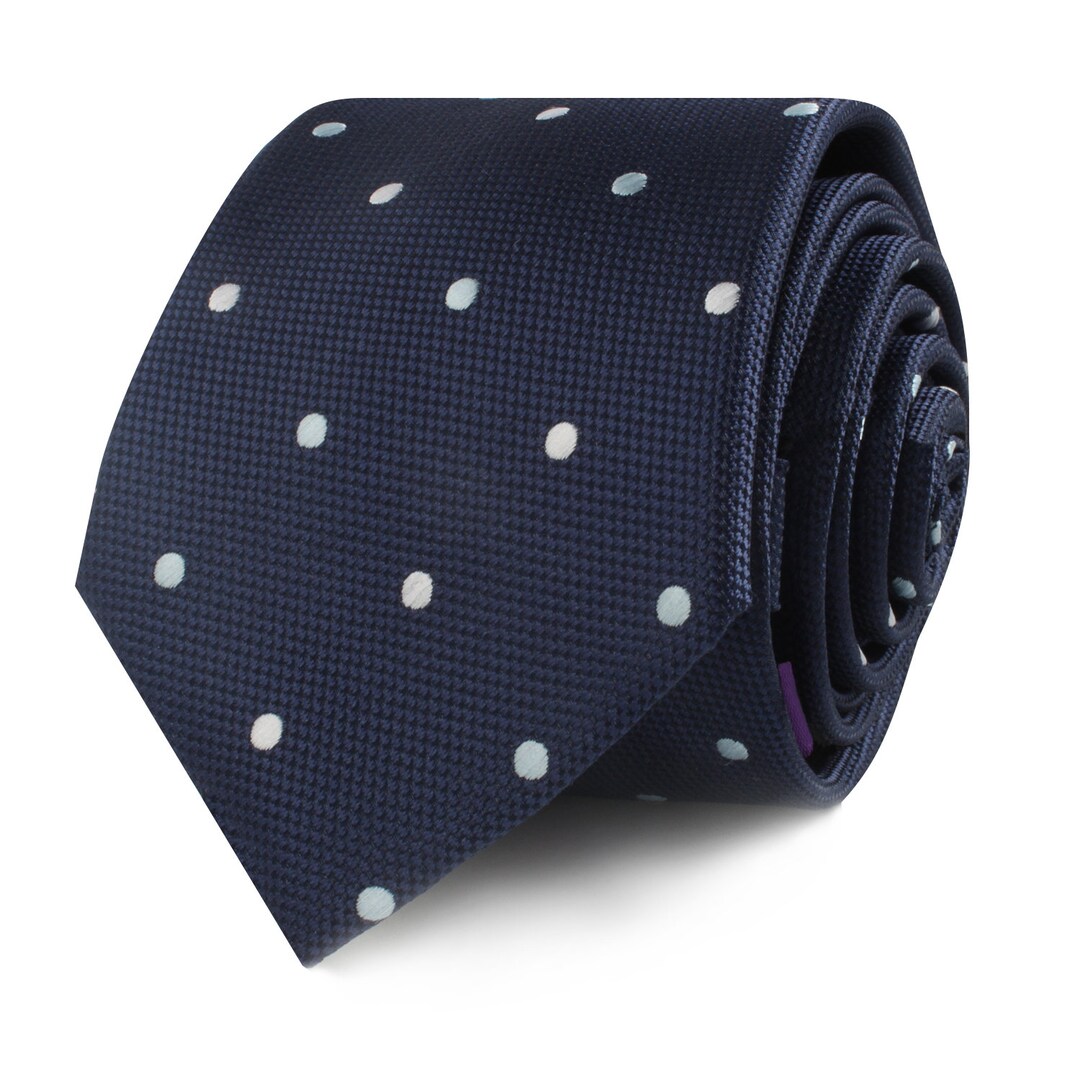 Blue & White Polka Dot Ties for Men Neckties for Him Poka Dot Neck Tie ...