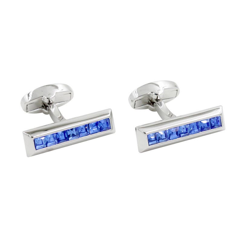 Crystal Blue Cufflinks Slim Cuff Links Premium Groomsmen - Etsy
