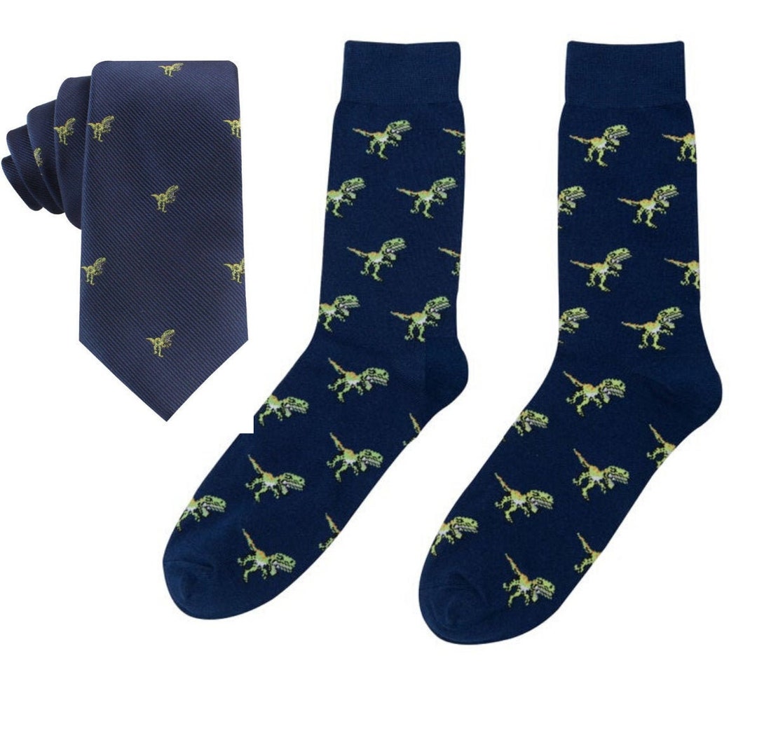 T-rex Socks & Tie Combo Gift for Men Dinosaur Themed Socks - Etsy