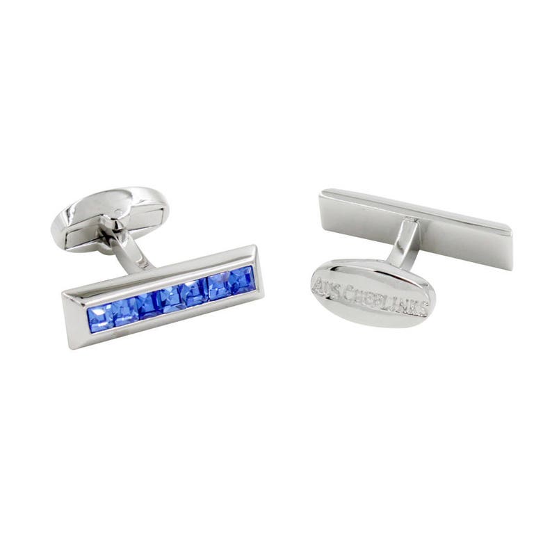 Crystal Blue Cufflinks Slim Cuff Links Premium Groomsmen - Etsy