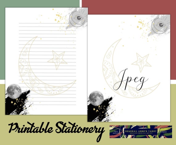 Moon Celestial Printable Digital Stationery Writing Note Paper - Etsy