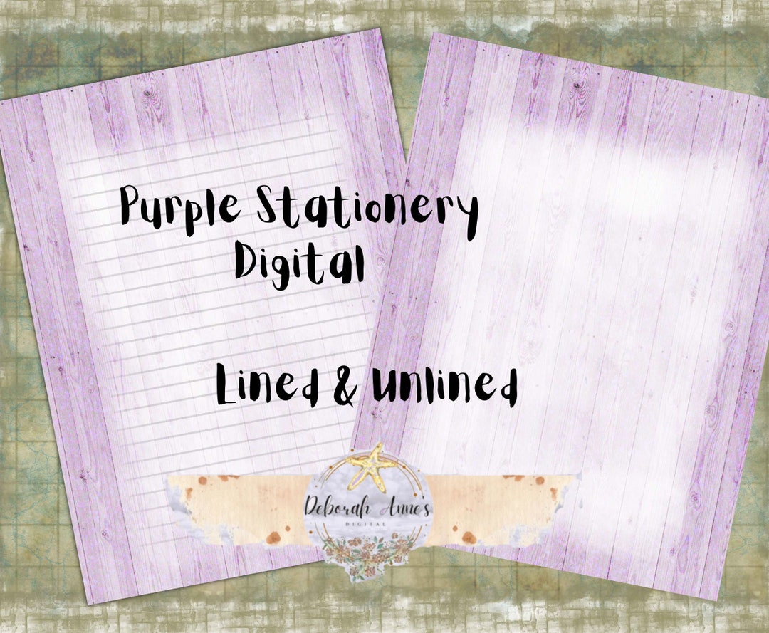 Digital Purple Wood Grain Stationery Writing Paper Lined and Unlined ...
