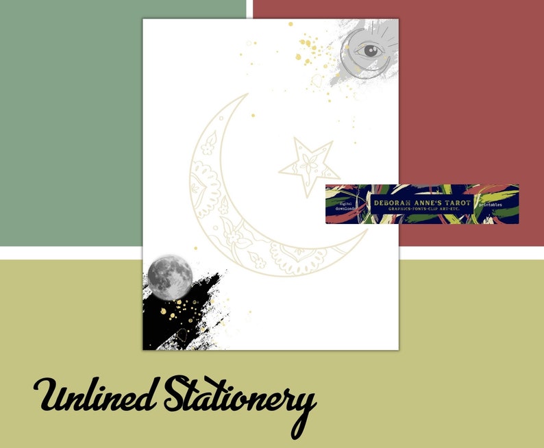 Moon Celestial Printable Digital Stationery Writing Note Paper 8.5x11 ...