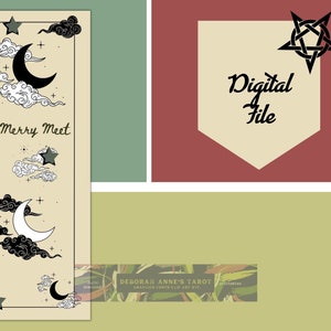 Printable Digital Witchy Wiccan Pagan 6 Bookmarks Candles Moon ...