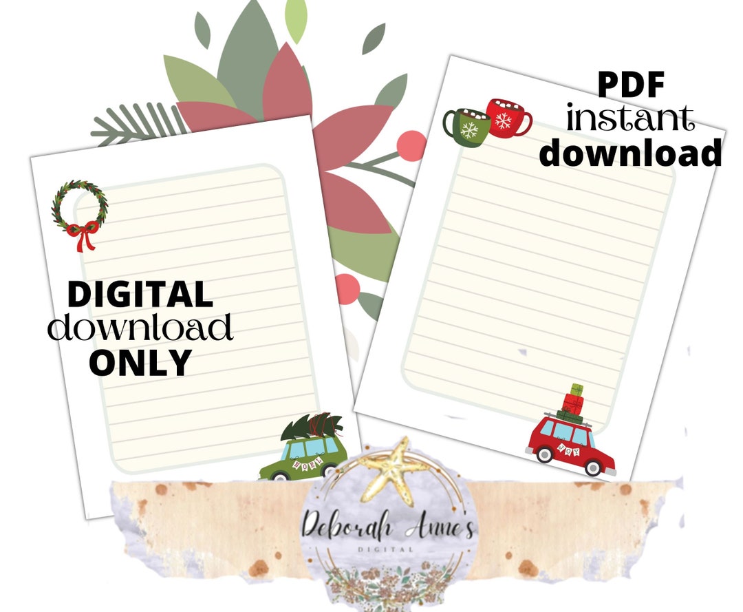 Digital Printable Christmas Stationary 2 Designs Country Cars Trees PDF ...