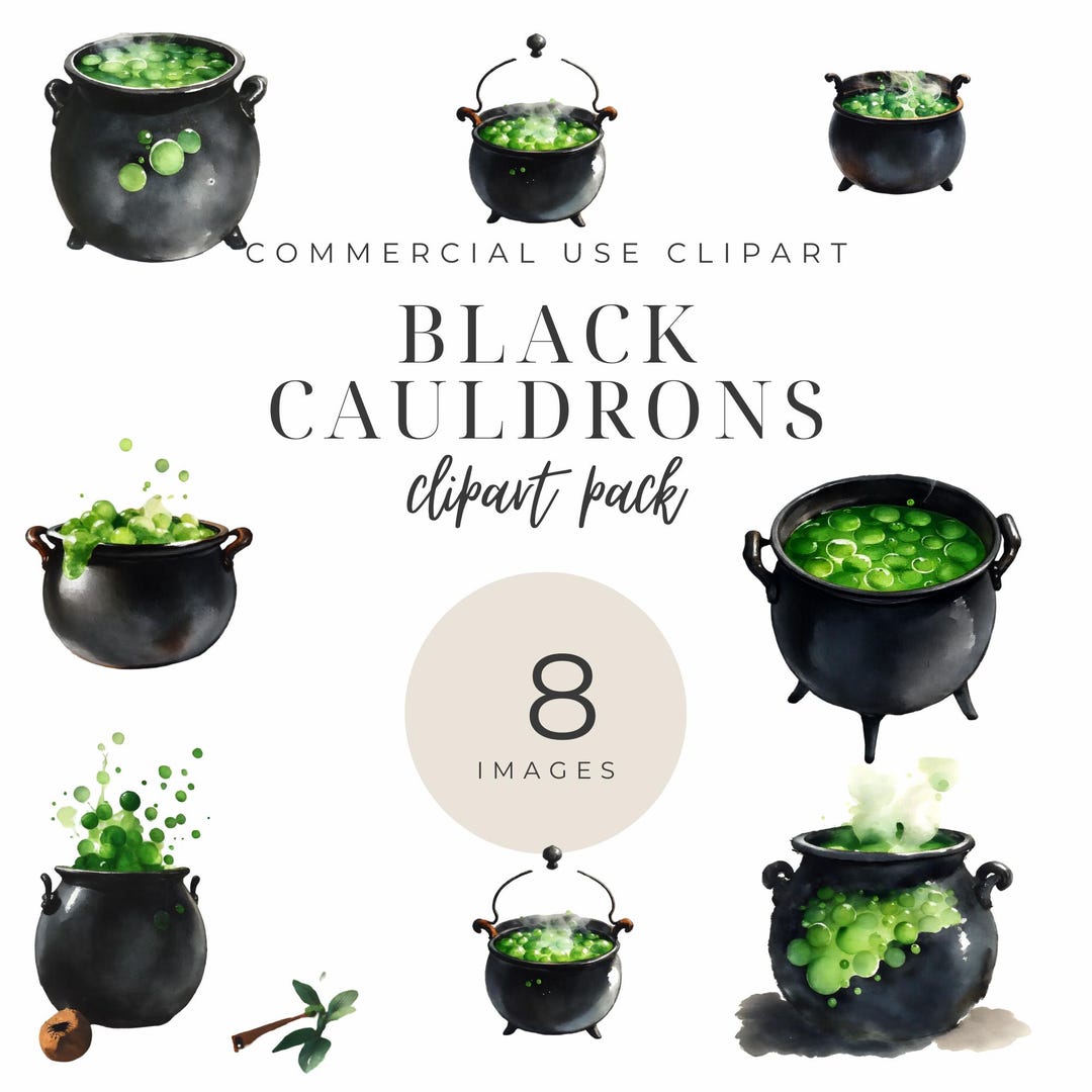 Digital Black Cauldrons Clipart 8 Items - Etsy