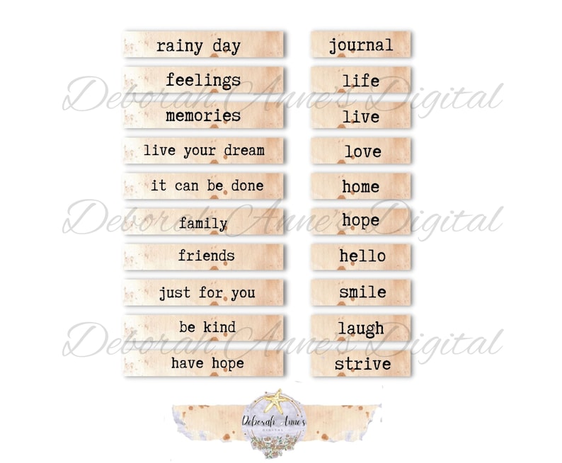 Printable Journal Words Labels Inspirational Junk Journal Cardmaking ...