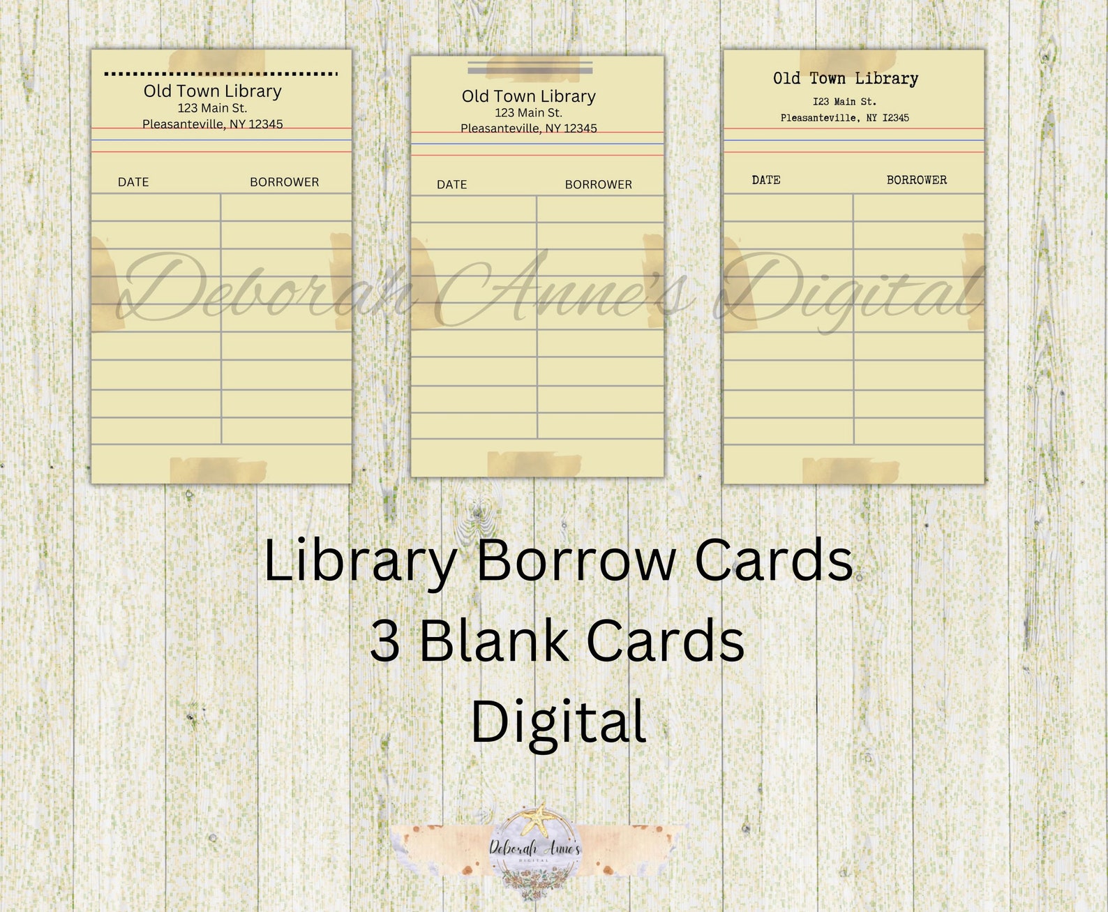 Digital Library Card Borrower Printable Junk Journal Scrapbooking Cards ...