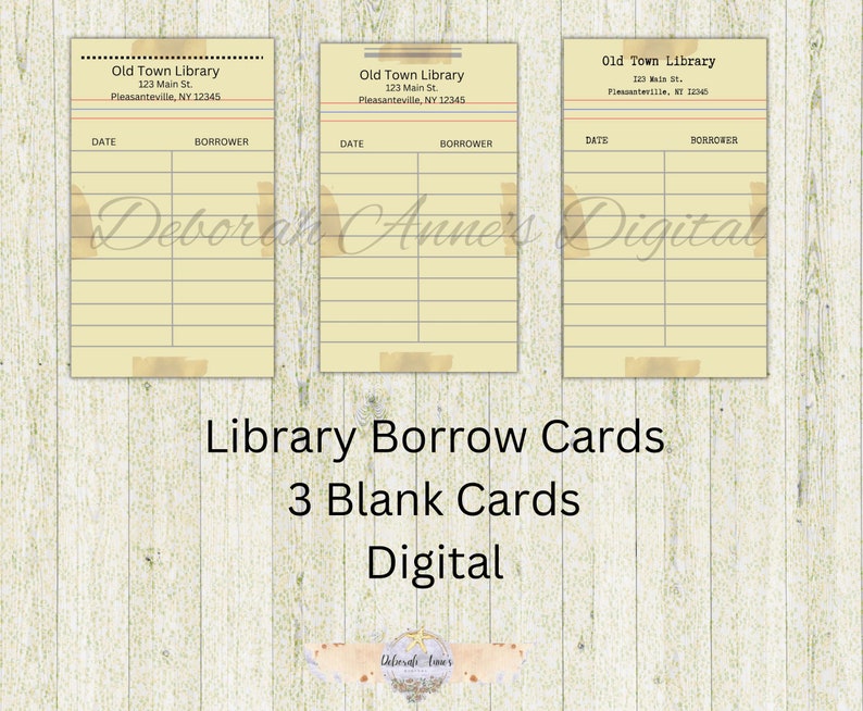 Digital Library Card Borrower Printable Junk Journal Scrapbooking - Etsy