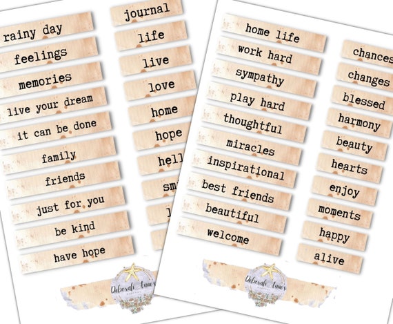Printable Journal Words Labels Inspirational Junk Journal - Etsy