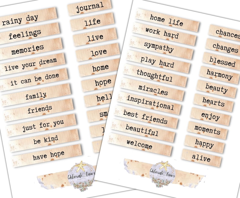 Printable Journal Words Labels Inspirational Junk Journal Cardmaking ...