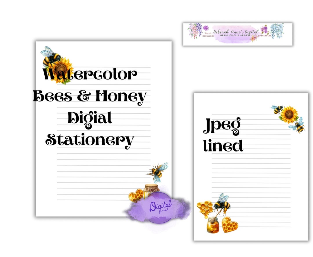 Digital Bee & Honey Stationery Lined Jpeg Download - Etsy