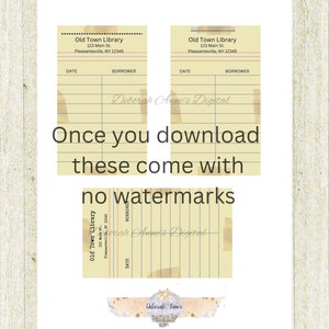 Digital Library Card Borrower Printable Junk Journal Scrapbooking Cards ...